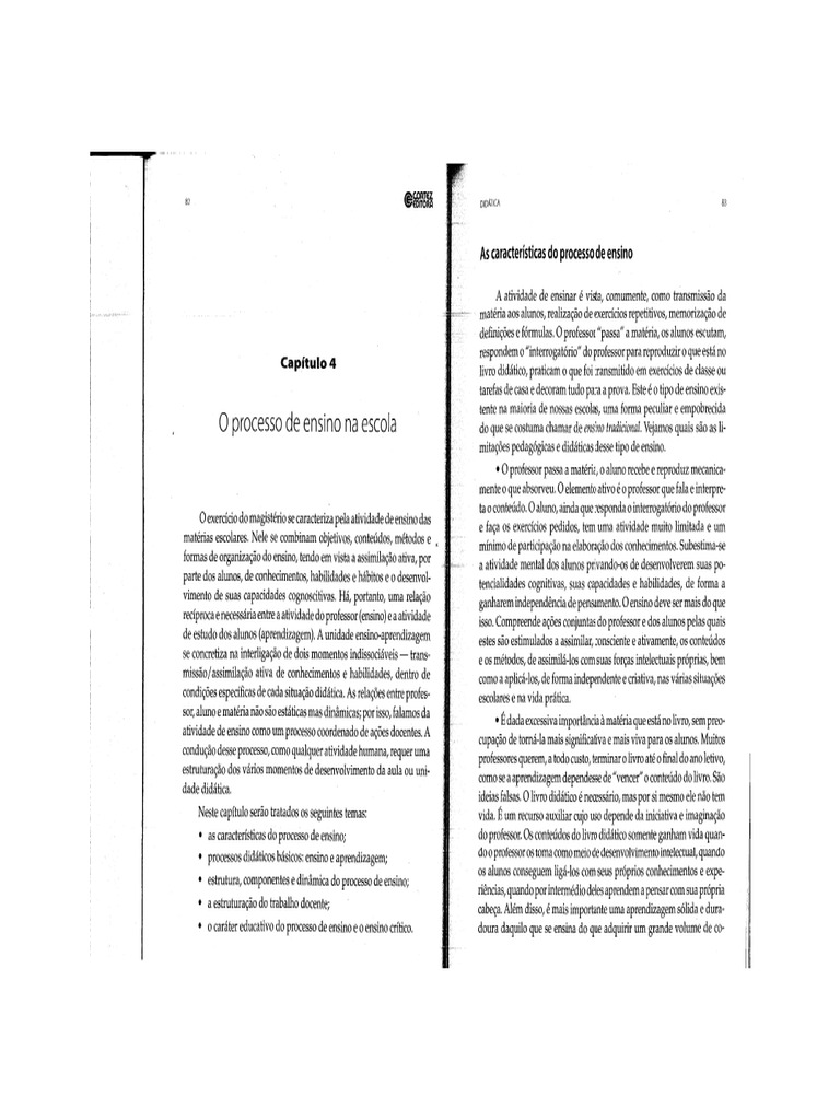 Texto 2 - O Processo de Ensino Na Escola | PDF