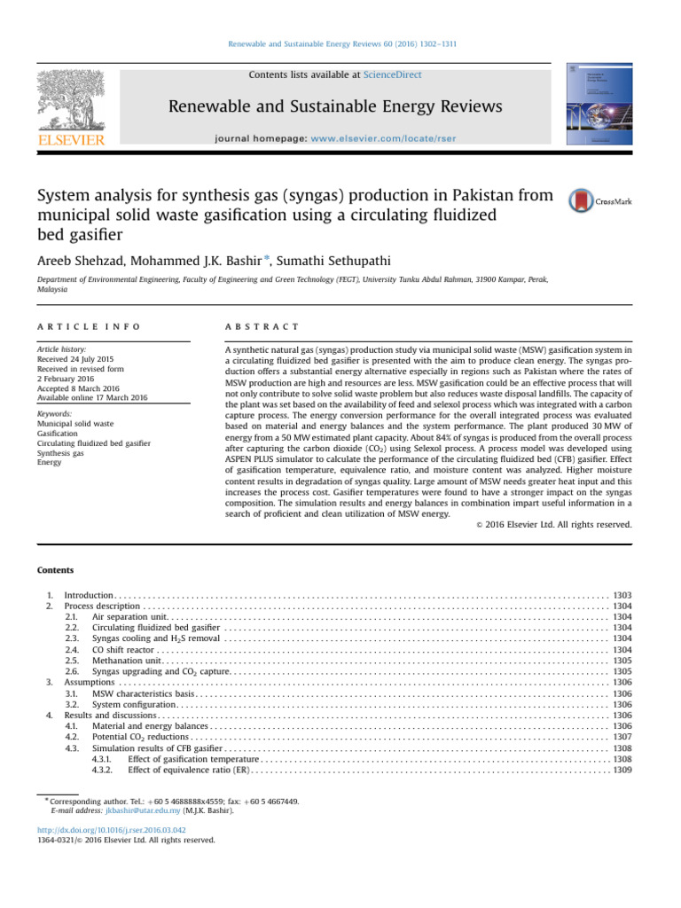 FYDP Main Article | PDF | Gasification | Carbon Dioxide