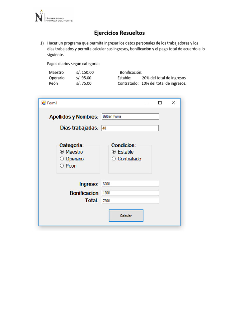 Ejercicios Resueltos de Estructuras Selectivas Con Radio Button 1 | PDF