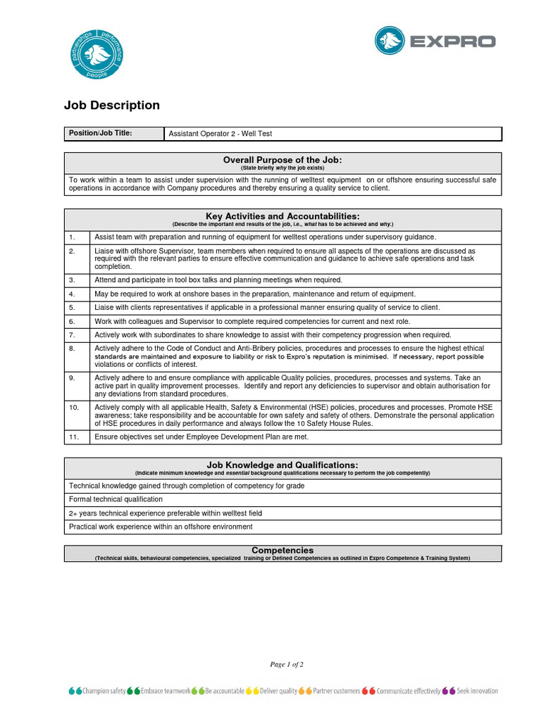 Assistant Operator 2 - Well Test | PDF | Knowledge | Regulatory Compliance