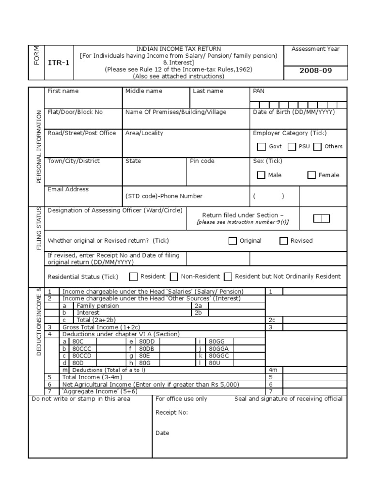 Form1 2008 09 | PDF | Tax Refund | Tax Deduction