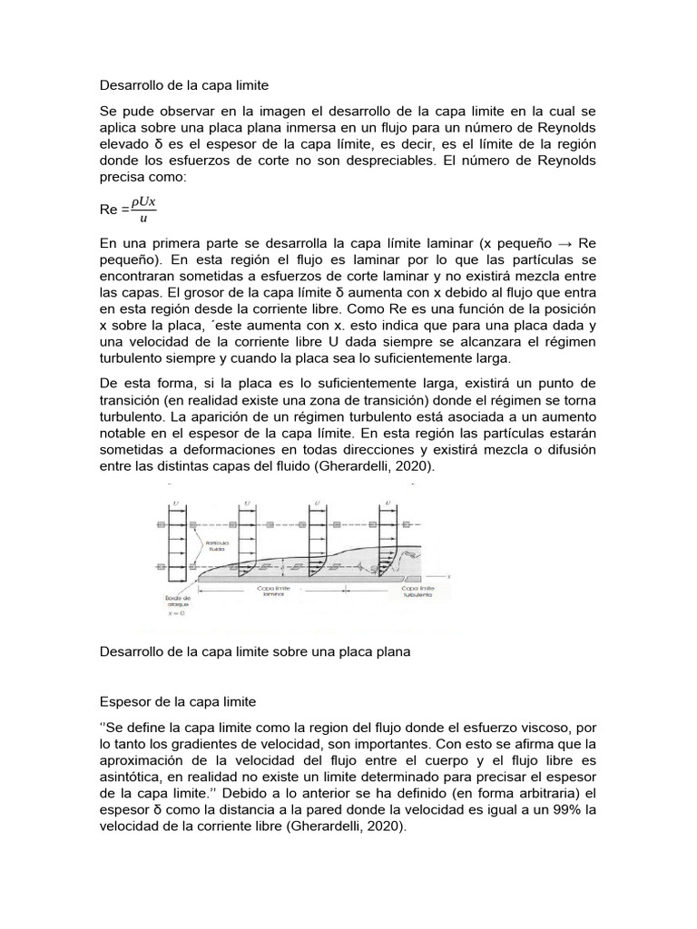 Desarrollo de La Capa Limite | PDF | Capa límite | Numero Reynolds