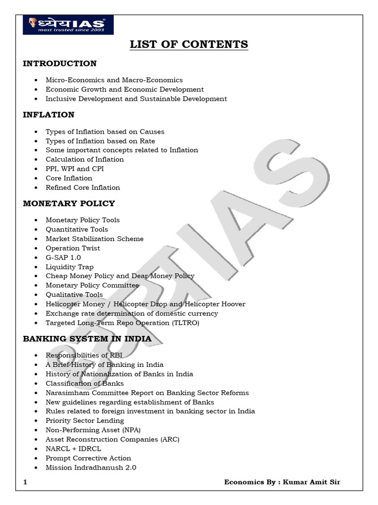 Comprehensive Guide to Economics Concepts | PDF | Inflation | Reserve Bank Of India