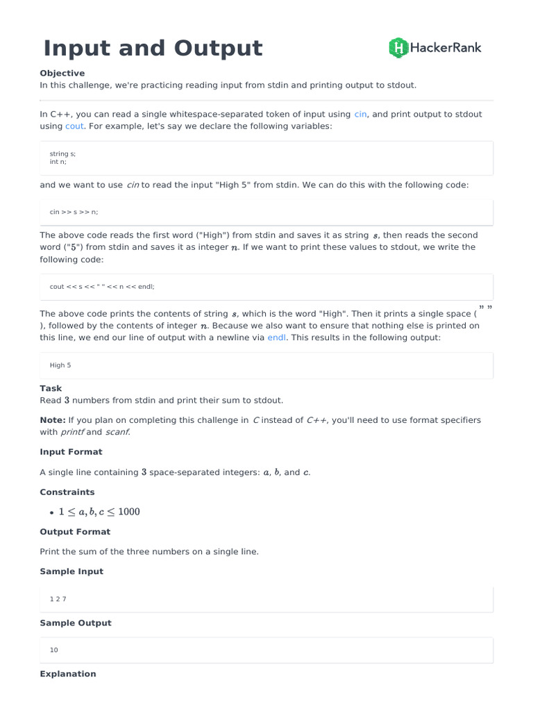 Cpp Input And Output English Pdf