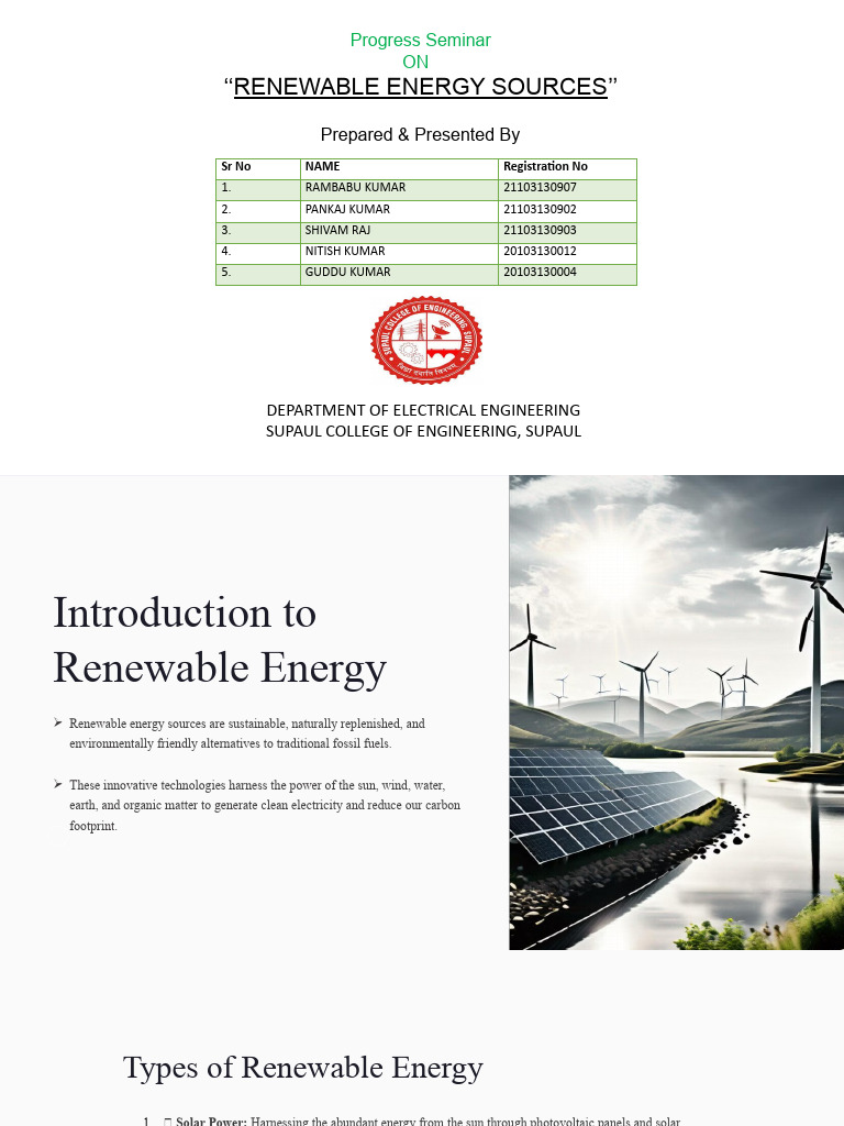 Overview of Renewable Energy Sources | PDF | Renewable Energy | Energy ...