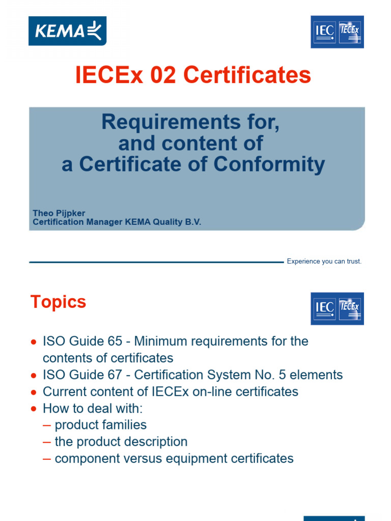 Theo Pipjker IECEx CoC Content | PDF | Certification | International ...