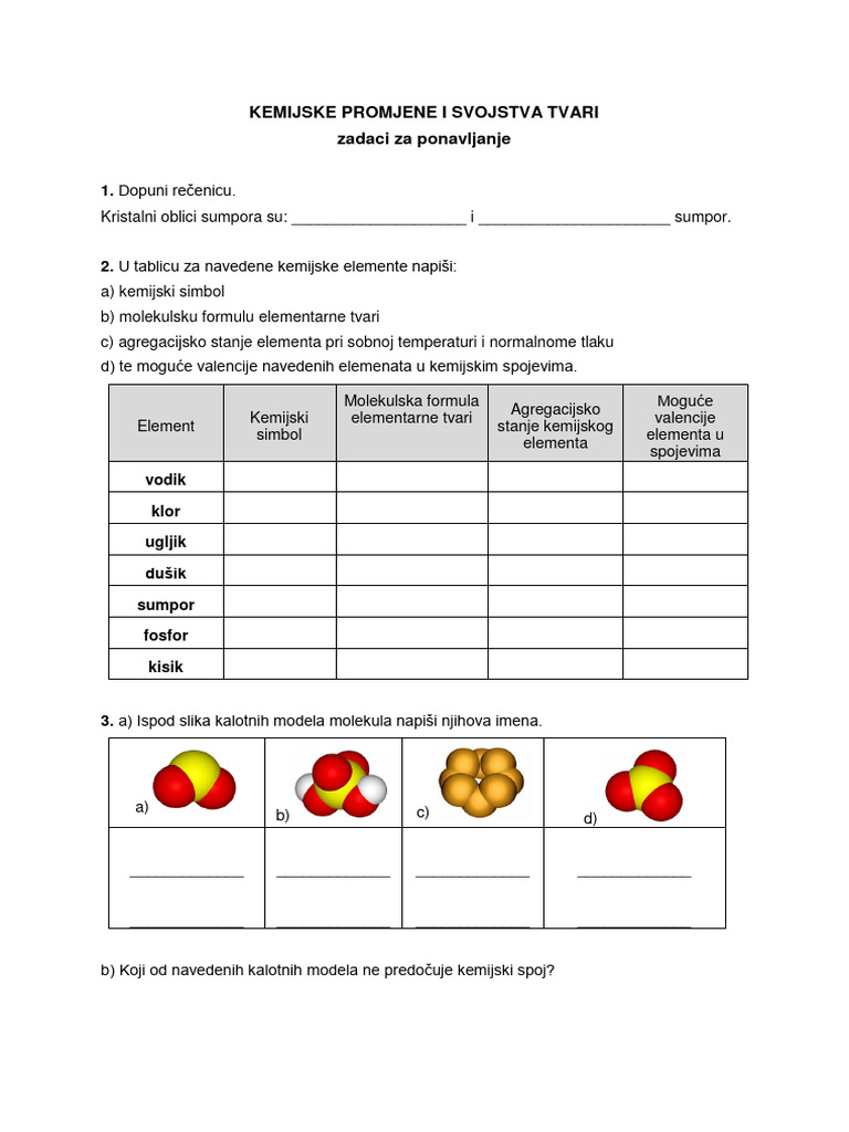 Kemijske Promjene I Svojstva Tvari - Ponavljanje 2023 | PDF