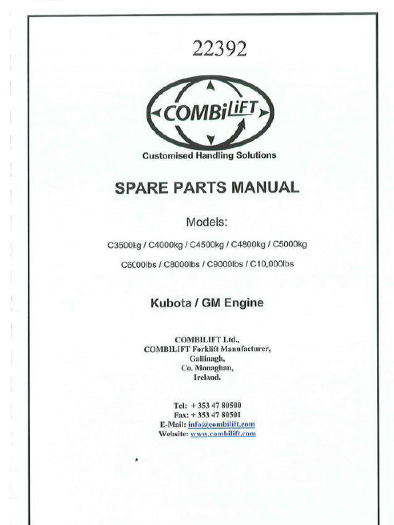 Combilift C3500 C10000 Forklift Truck Spare Parts Catalog PDF | PDF ...