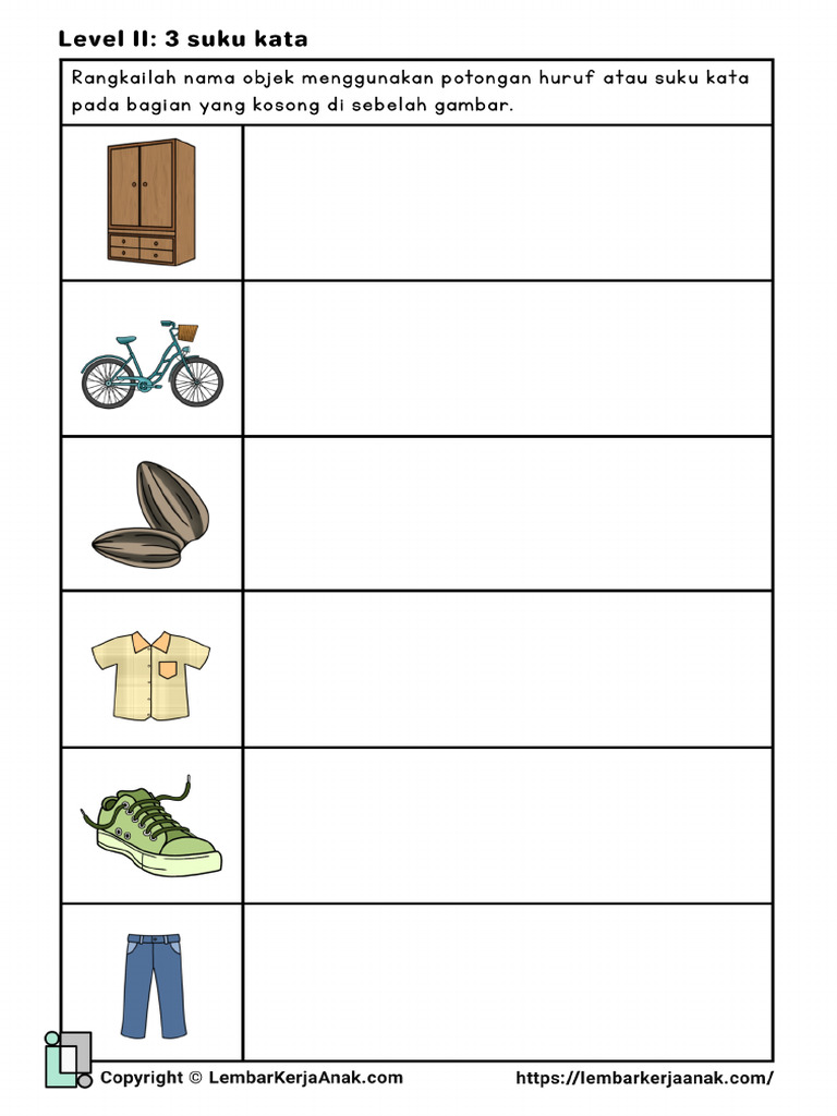 Soal Level 2 - Tiga Suku Kata | PDF