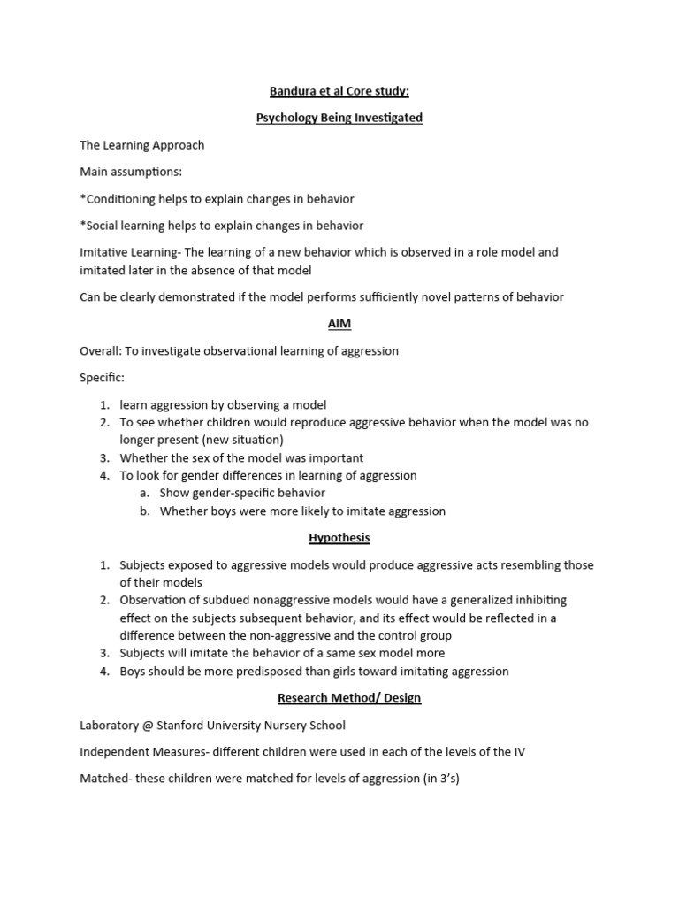 Bandura Cheat Sheet Answers | Download Free PDF | Aggression ...