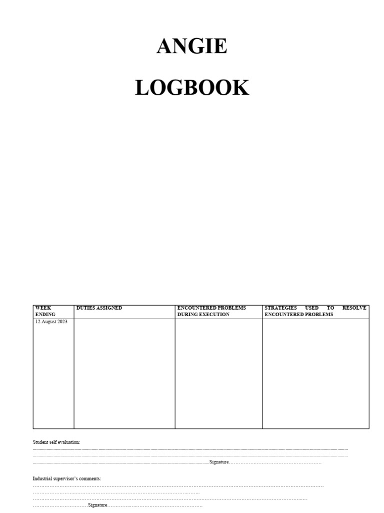Angie Logbook | PDF