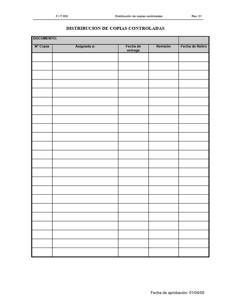 Formato Distribución Copias Controladas | PDF