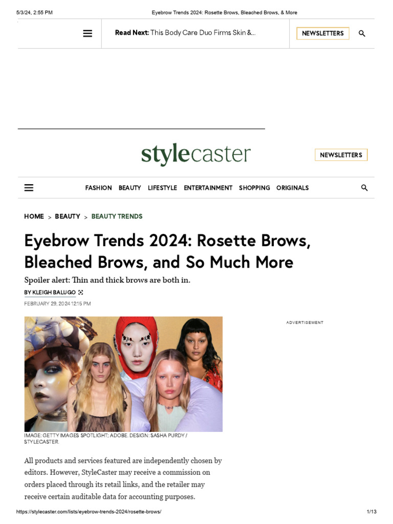 Eyebrow Trends 2024 - Rosette Brows, Bleached Brows, & More | PDF | Eyebrow