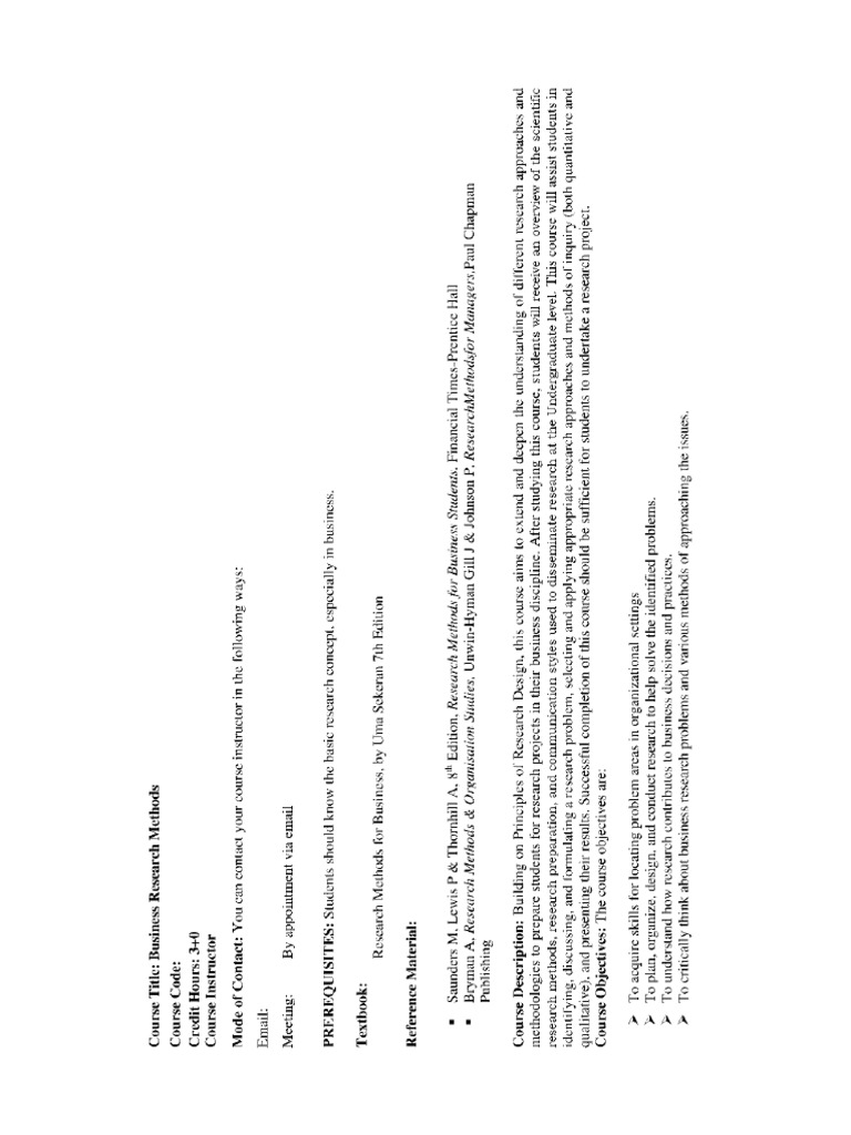 BRM Course Outline - BBA | PDF