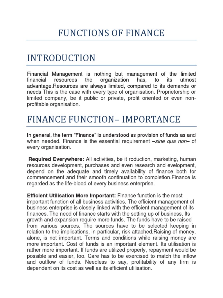 Functions and Scope of Financial Management: Analyzing the Evolution ...