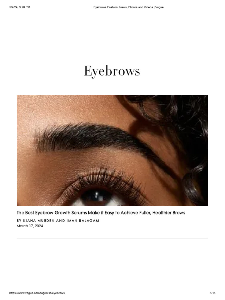 Eyebrows Fashion, News, Photos and Videos - Vogue | PDF | Eyebrow | Human Appearance