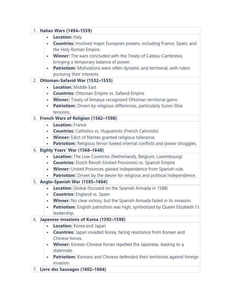 Wars List | PDF | British Empire | Nationalism