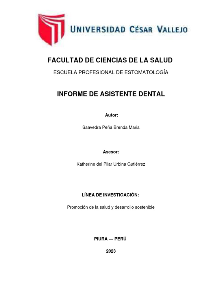 Informe Asistente Dental BRENDA Final Final | PDF | Odontología | Esterilización (Microbiología)