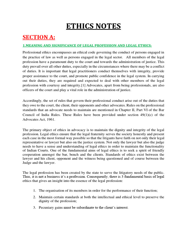 Ethics Notes | PDF | Barrister | Advocate