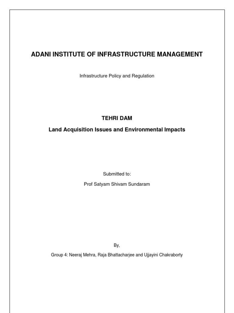 Tehri Dam: Land and Environmental Impact | PDF | Water And Politics ...