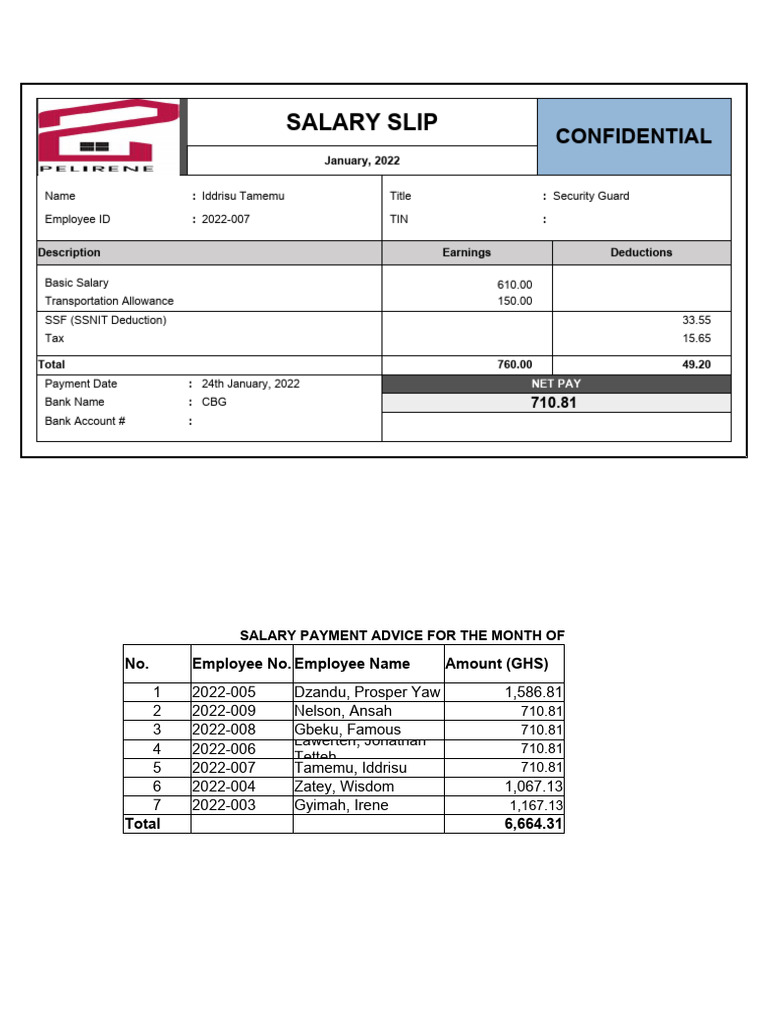 January 2022 Salary Slip Details | PDF | Social Security (United States ...