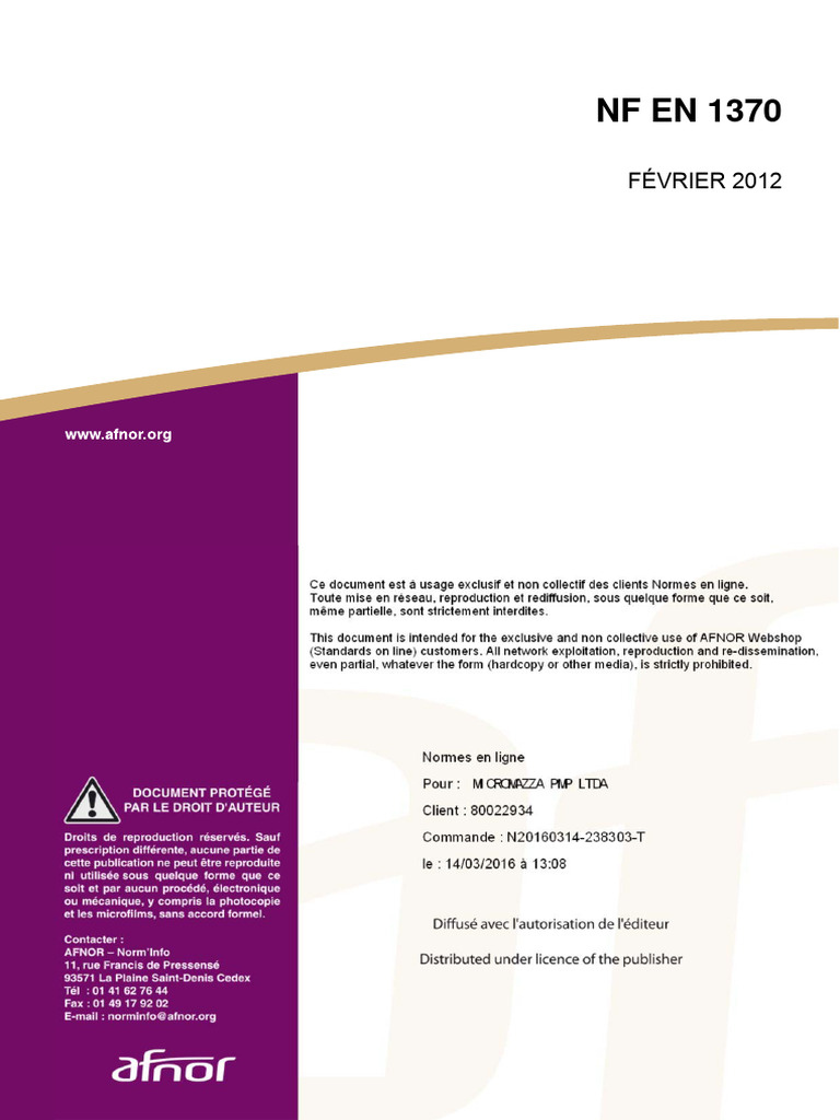 NF en 1370-2012 | PDF | Casting | Metals