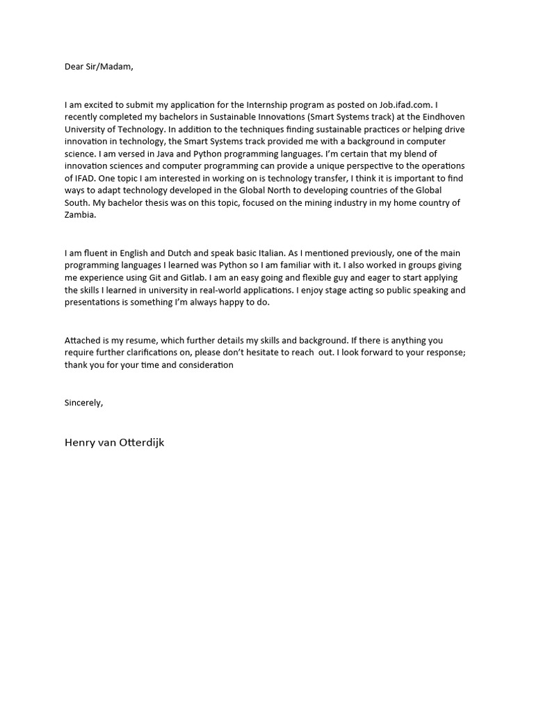 IFAD Internship Application 2025 | PDF