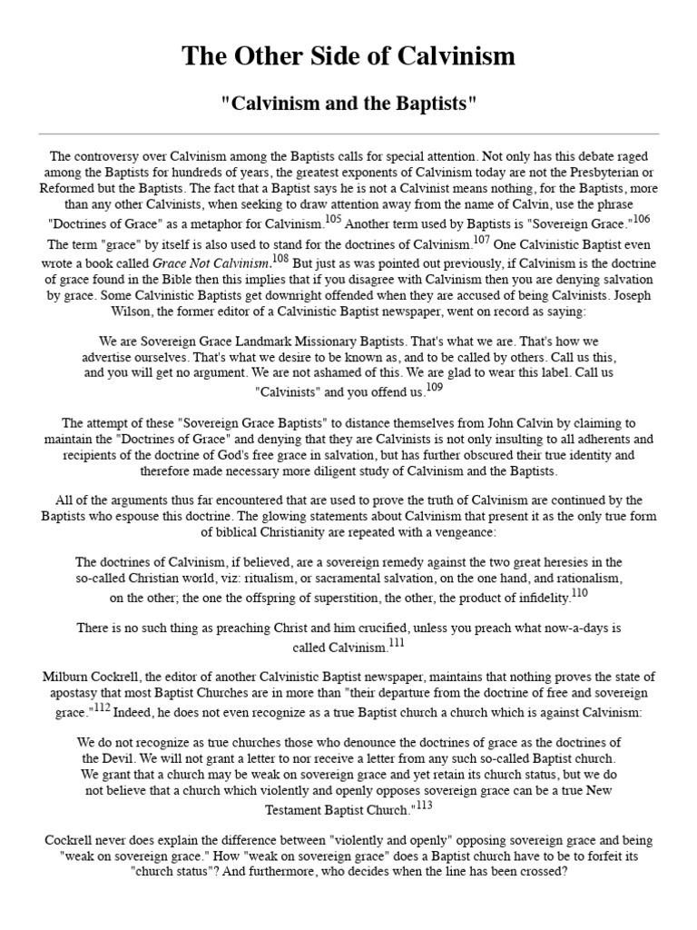 Calvinism and Its Baptist Controversy | PDF | Calvinism | Arminianism