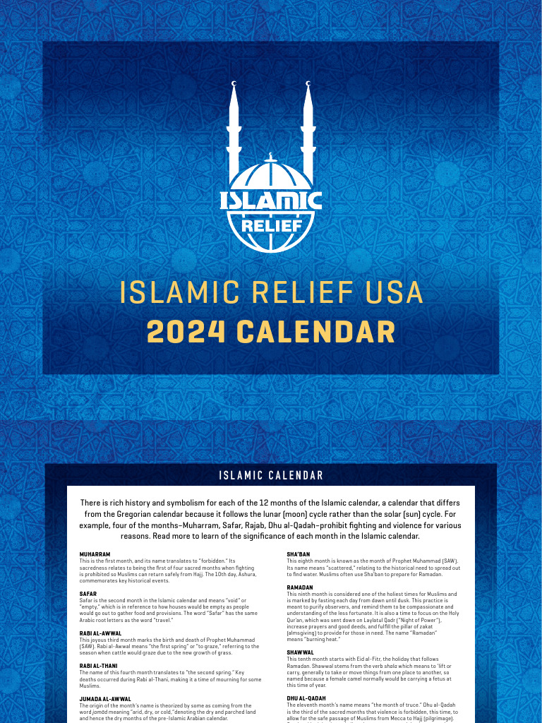 Islamic Relief USA 2024 Calendar Guide | PDF | Hajj | Ramadan