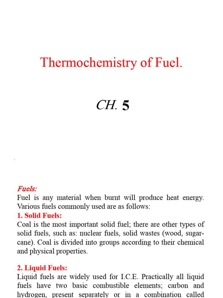 Fuel Thermochemistry Overview | PDF | Fuels | Combustion