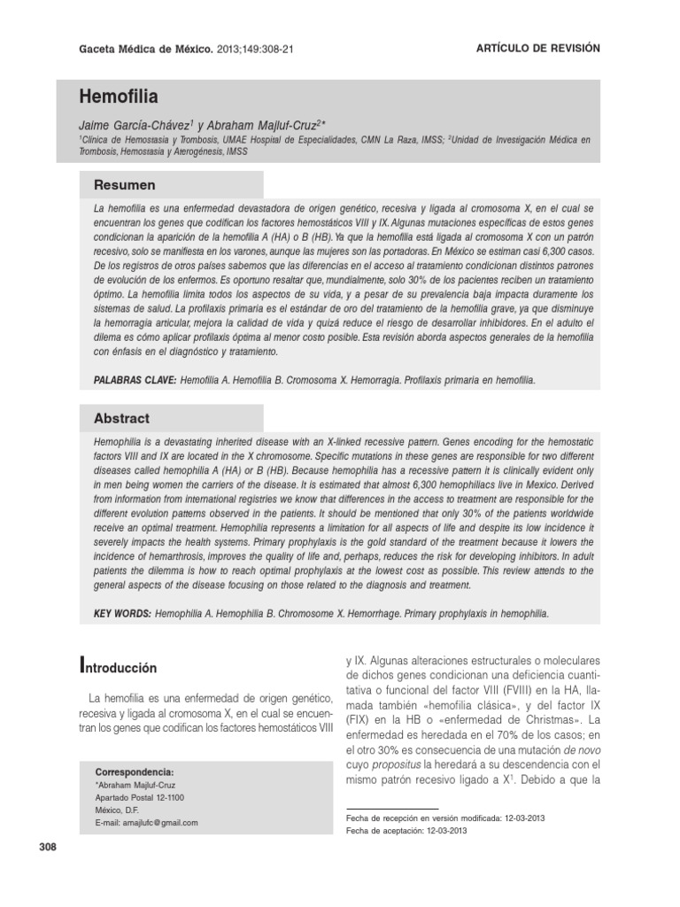 Hemofilia: Diagnóstico y Tratamiento | PDF | Hemofilia | America latina