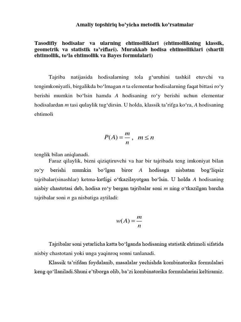 Ehtimollik Va Statistika 4-Amaliy Topshiriq | PDF