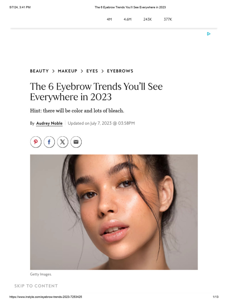 The 6 Eyebrow Trends You’ll See Everywhere in 2023 | PDF | Eyebrow | Cosmetics