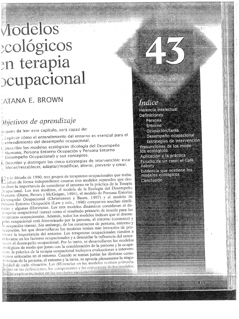 Modelos Ecologicos en Terapia Ocupacional. SPK 11 Cap. 43 | PDF