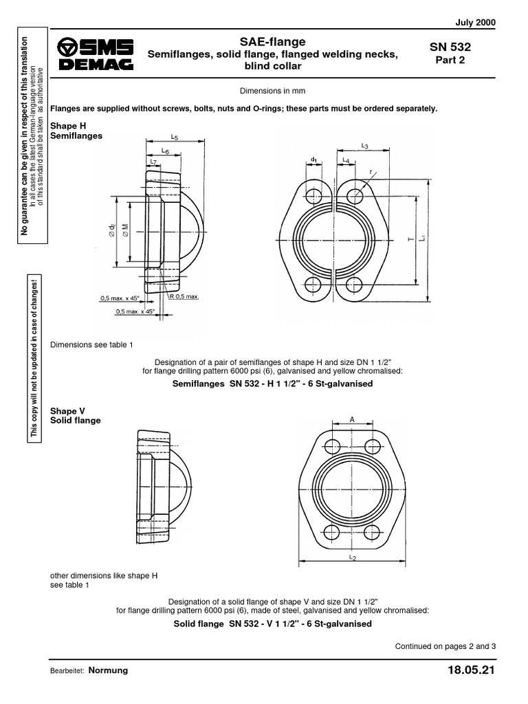 Flanges SAE para Solda SN532-2 | Download Free PDF | Pipe (Fluid Conveyance) | Industrial Processes
