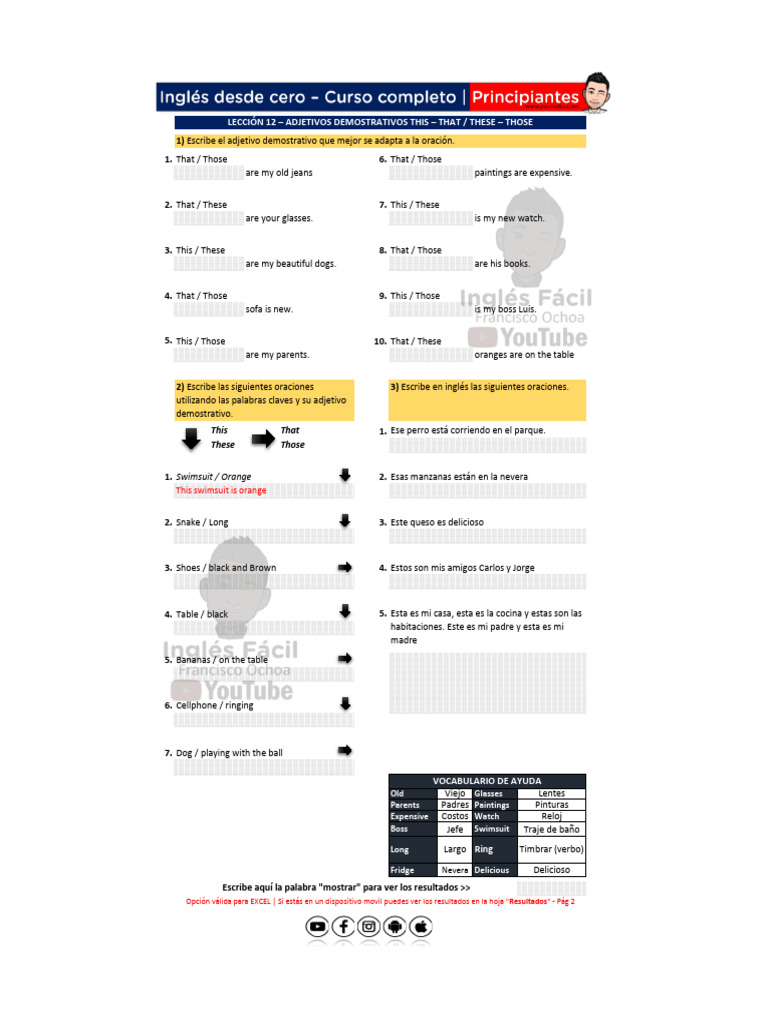 Demonstrative Adjectives Lesson | PDF