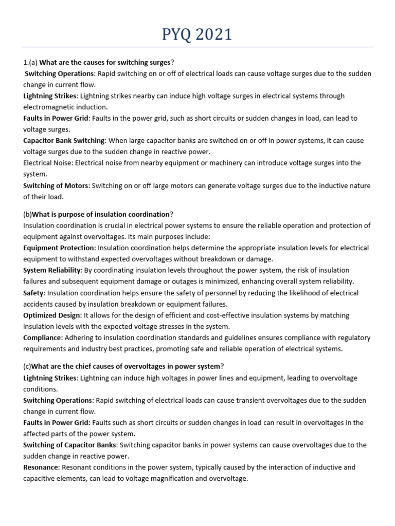 PYQ 2021 HV | Download Free PDF | Electrical Breakdown | Insulator (Electricity)