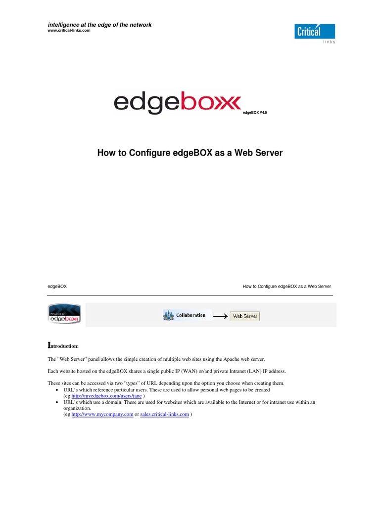 How To Configure EdgeBOX As A Web Server | PDF | Web Page | World Wide Web
