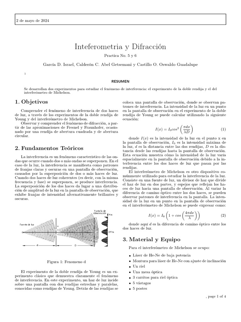 Practica 5 | PDF | Interferometría | Óptica