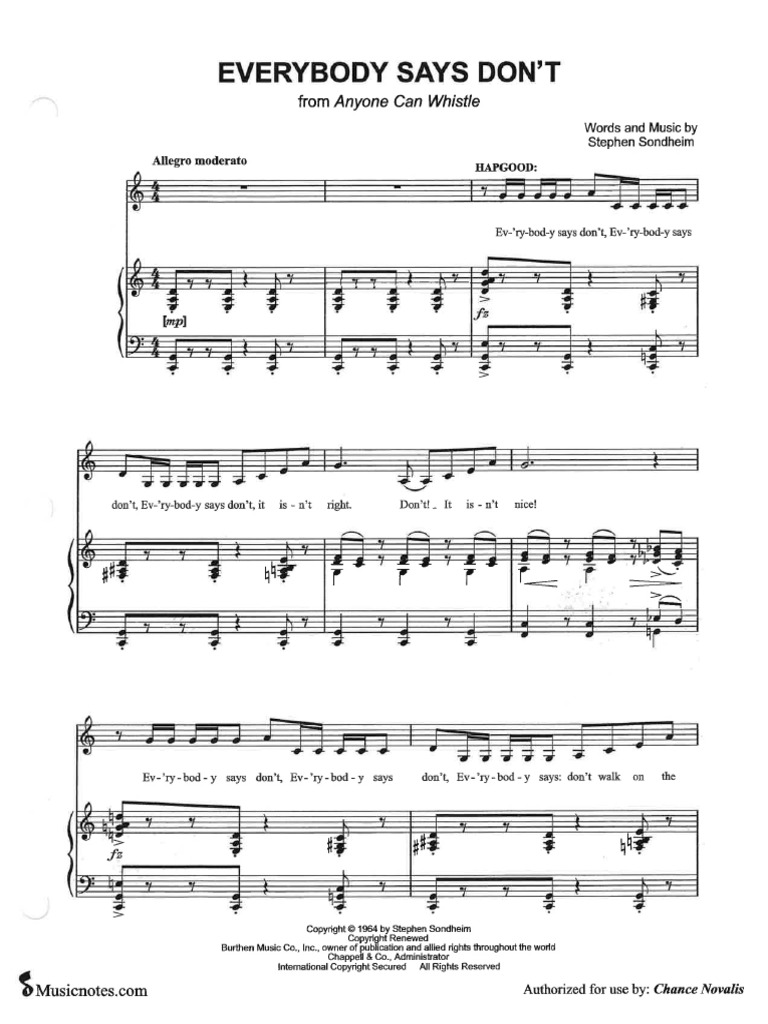 Everybody Says Don't Sheet M | PDF