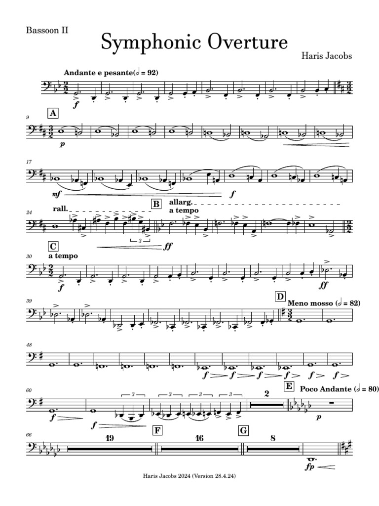 Symphonic Overture-Bassoon II | PDF | Tempo | Musical Compositions