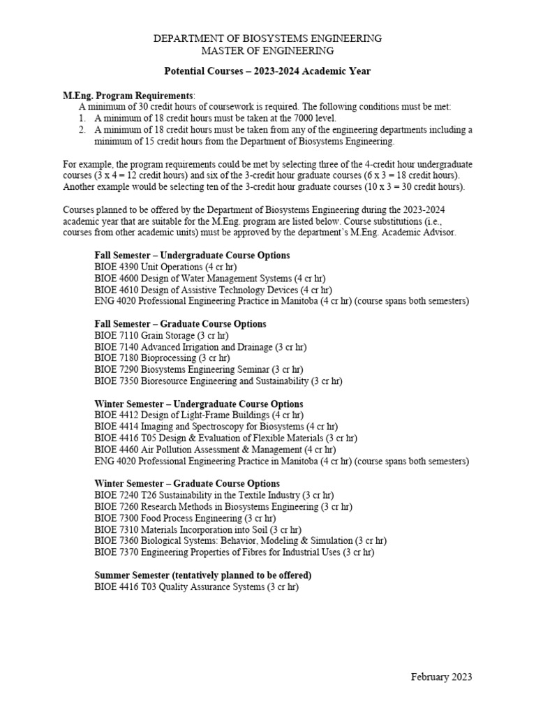 BIOE MEng 2324 PotentialCourses | Download Free PDF | Engineering ... BIOE MEng 2324 PotentialCourses | Download Free PDF | Engineering ...