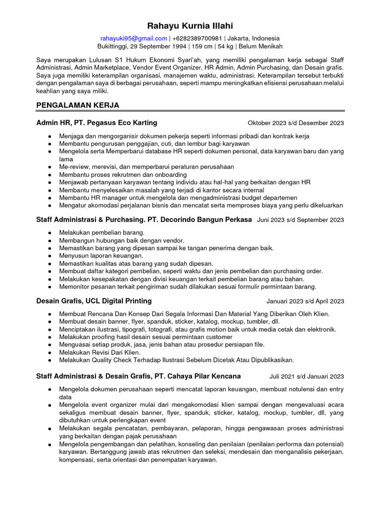 CV Rahayu Kurnia Illahi | PDF