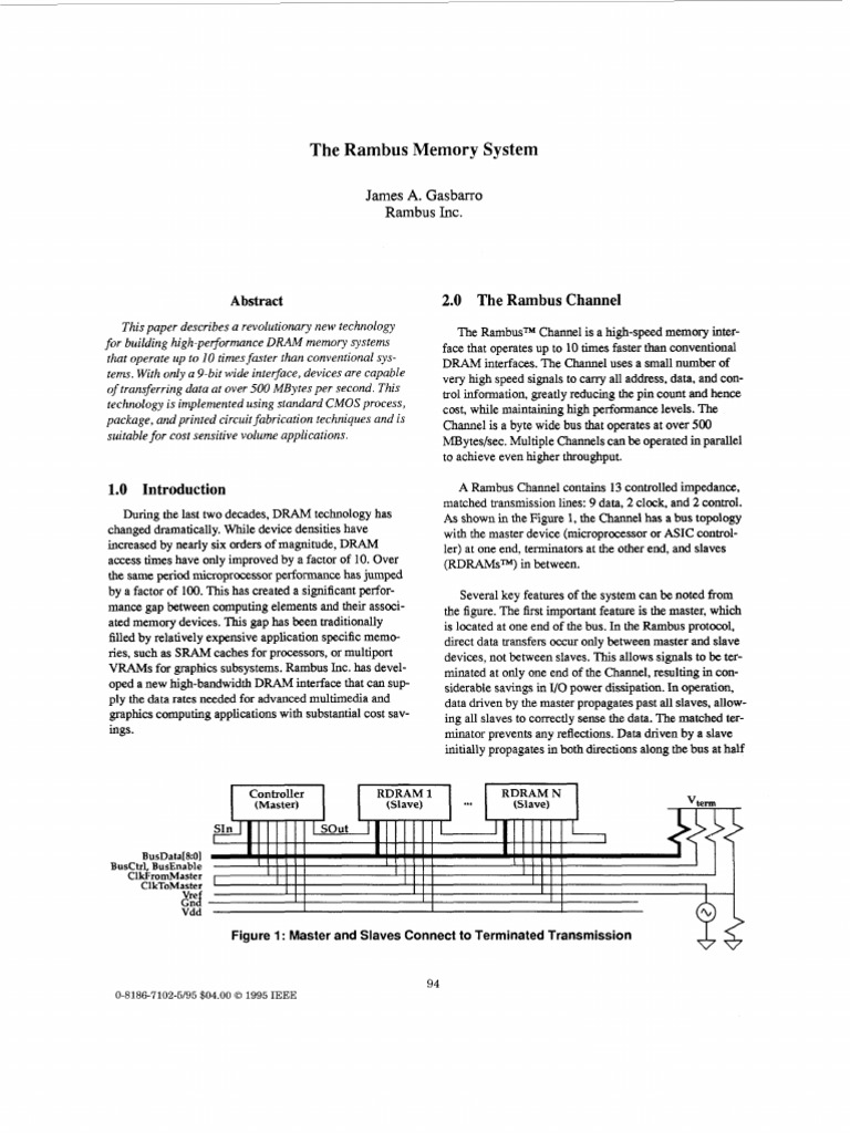 Rambus Memory System | PDF | Cache (Computing) | Dynamic Random Access ...