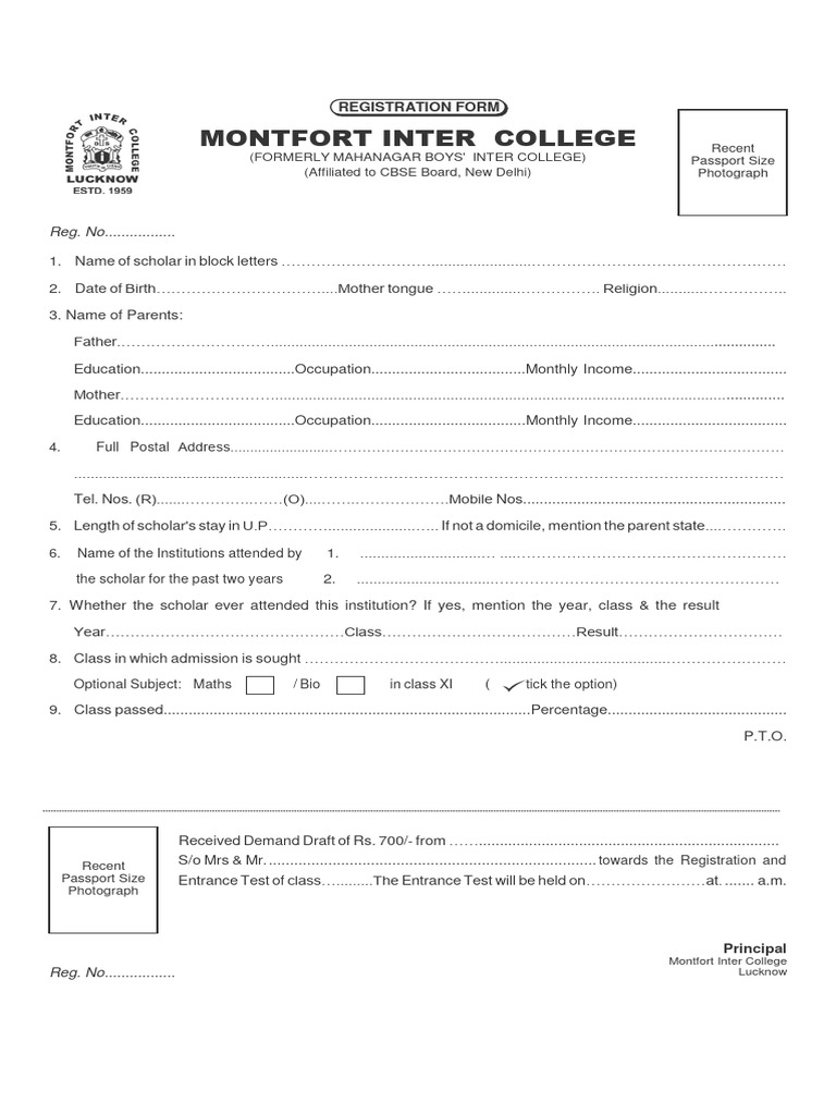 Registratioin Form Senior Final | PDF