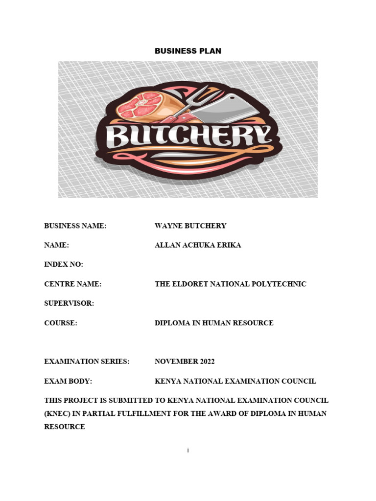ALLAN ACHUKA ERIKA BUTCHERY Plan | PDF