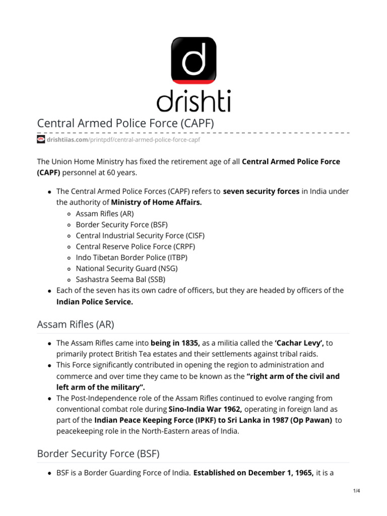 Central Armed Police Force Capf | PDF | International Security ...