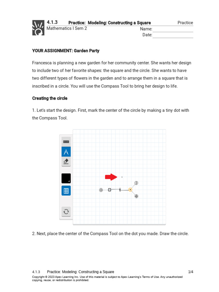 4.1.3 Practice - DONE Modeling Constructing A Square (Practice) | Download Free PDF | Circle ...