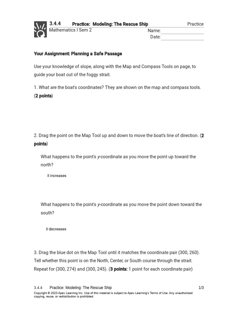 3.4.4 Practice - DONE Modeling The Rescue Ship (Practice) | PDF | Compass