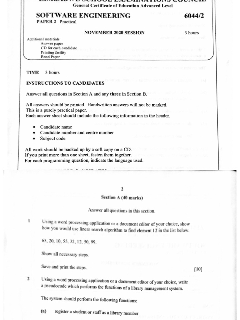 Software Engineering 2020 QP2 6044-1 | PDF